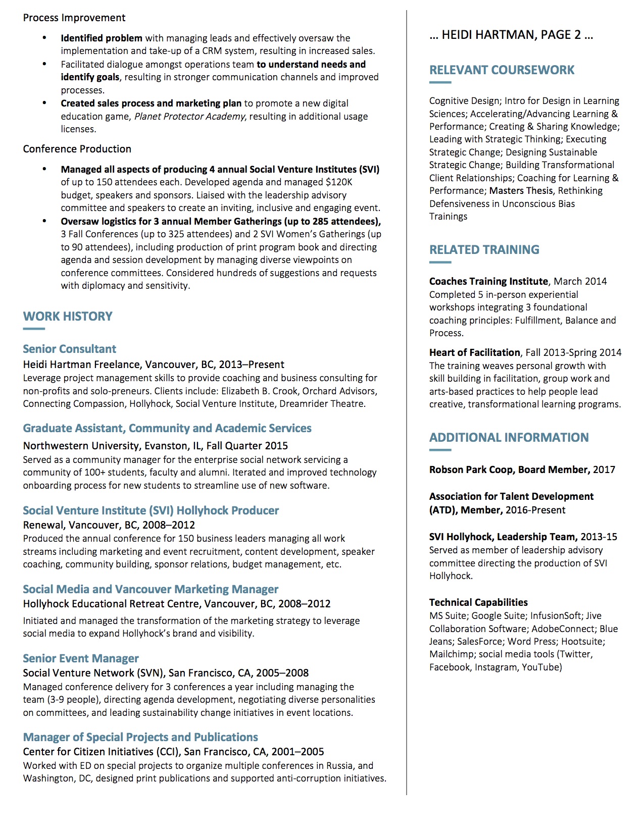 My Resume – Heidi Hartman